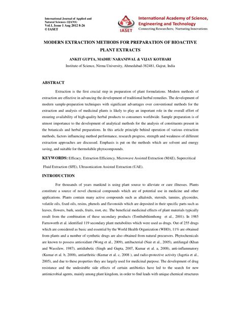Pdf Modern Extraction Methods For Preparation Of Bioactive Plant Extracts