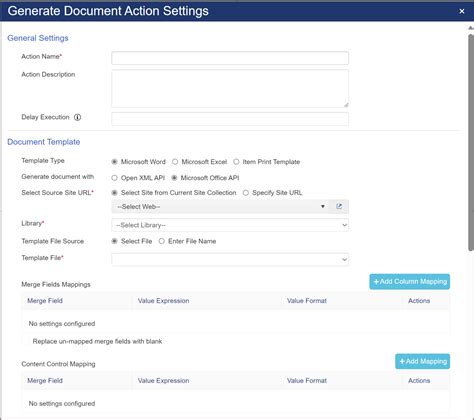 Nitro™ Workflows Configuring Workflows Workflow Actions Generate Document