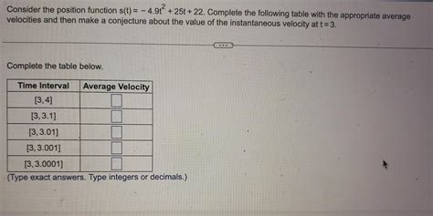 Solved Consider The Position Function S T −4 9t2 25t 22