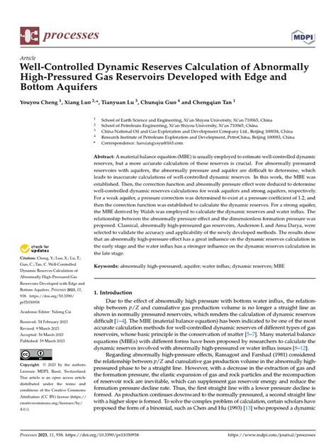 Well Controlled Dynamic Reserves Calculation Of Ab Pdf Gases