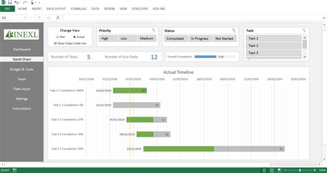 Excel Project Management Template PINEXL