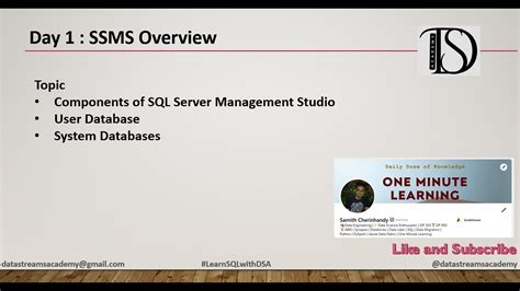 Day 1 Ssms Overview Database Creation System Databases Sql Fundamental Learnwithdsa
