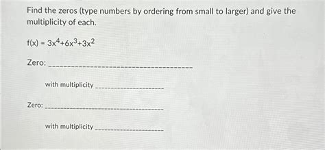 solved find the zeros type numbers by ordering from small