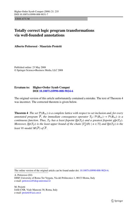 pdf totally correct logic program transformations via well founded