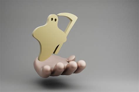 아름다운 추상적 인 삽화 황금 손 홀딩 할로윈 냉혹한 사신 기호 아이콘 회색 배경에 3d 렌더링 그림 디자인의 배경 패턴 할로윈 데이 3차원 형태에 대한 스톡 사진 및 기타
