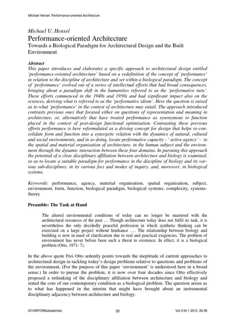 Performance Oriented Architecture Machael Hensel