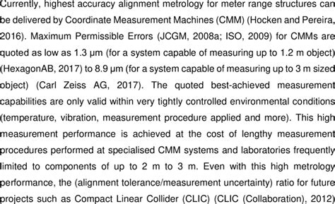 Metrology Systems For Geometrical Location Measurement And Their Download Table