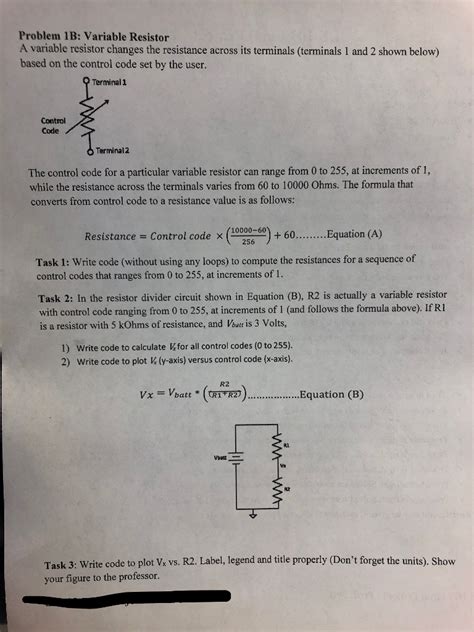 Solved Problem B Variable Resistor A Variable Resistor Chegg
