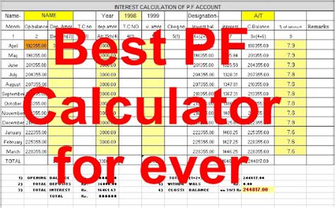 simple and best gpf calculator for govt employee on excel west bengal