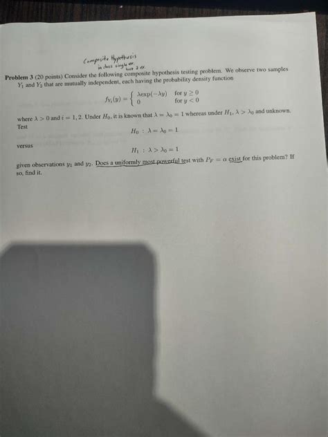 Solved Composite Hypothesis In Dass Single Ex Problem 3