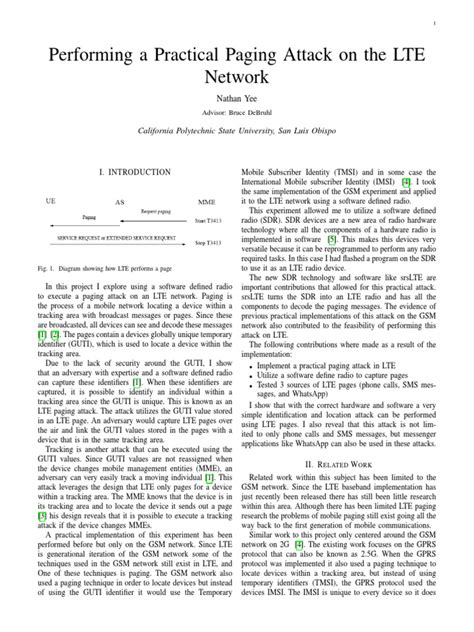 Performing A Practical Paging Attack On The Lte Network Pdf Telecommunications Information Age