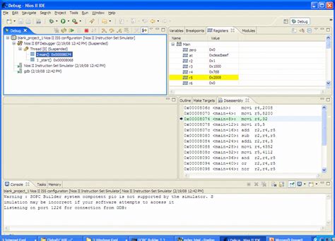 nios ii assembler simulation