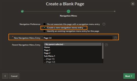 Oracle APEX Navigation Menu