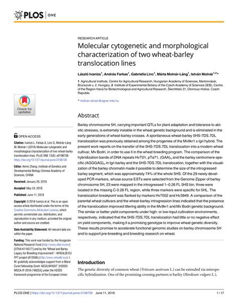 Pdf Molecular Cytogenetic And Morphological Characterization Of Two