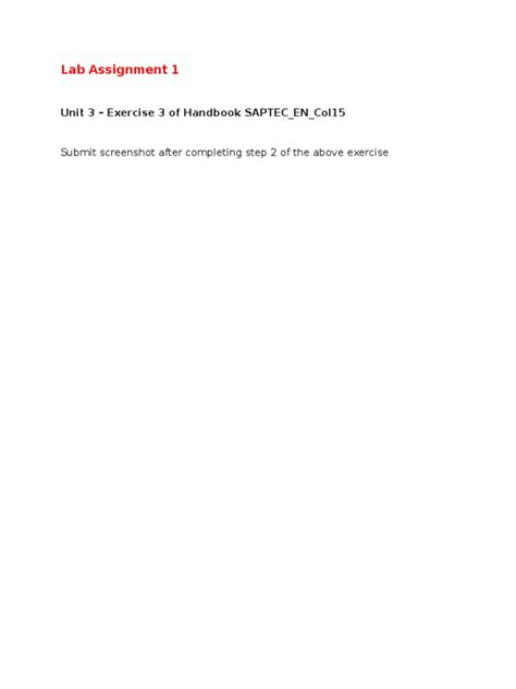 Lab Assignment 1 Unit 3 Exercise 3 Of Handbook Saptec En Col15 Pdf