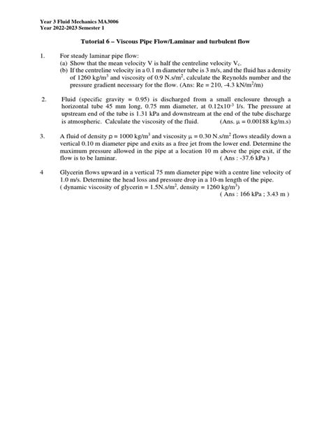 Tutorial Qn 6 10 Pdf Pump Fluid Dynamics