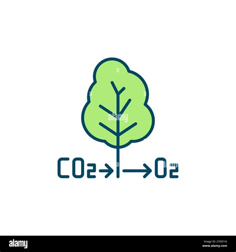 Co2 Tree O2 Oxygen Vector Carbon Cycle Concept Modern Icon Or Design