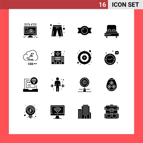 16 Creative Icons Modern Signs And Symbols Of Coding Cloud Bonbon Wedding Heart Editable Vector