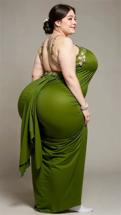 A Woman In A Green Dress Posing For A Picture Seaart Ai
