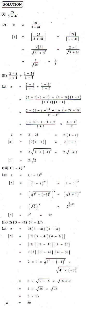 Exercise Modulus Of A Complex Number Problem Questions With Answer Solution