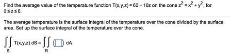 solved find the average value of the temperature function