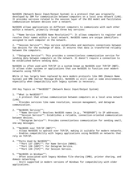 Netbios Network Basic Inputoutput Pdf Network Protocols Internet