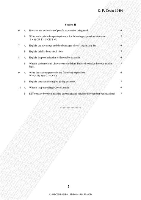 University Of Mumbai M Sc Computer Science Part I Principles Of Complier Design I Design II
