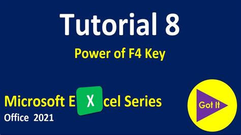 Microsoft Excel 2021 Tutorial 8 Power Of F4 Key English Subtitles