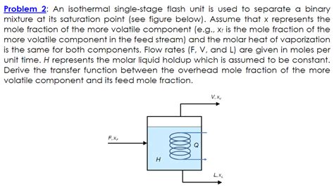 solved problem 2 an isothermal single stage flash unit is