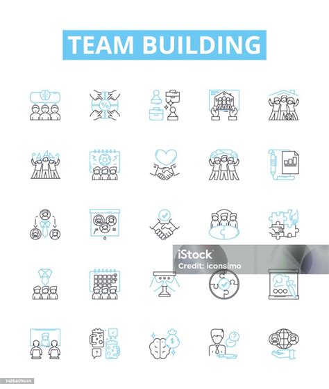 팀 빌딩 벡터 라인 아이콘을 설정합니다 공동 작업 네트워킹 참여 통합 상호 작용 연결 강화 그림 개요 개념 기호 및 기호 아이콘에 대한 스톡 벡터 아트 및 기타 이미지