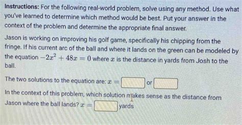 Solved Instructions For The Following Real World Problem Solve Using