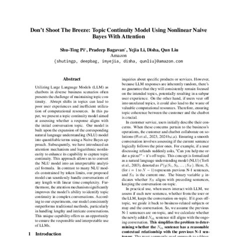 Don’t Shoot The Breeze: Topic Continuity Model Using Nonlinear Naive Bayes With Attention - ACL ...