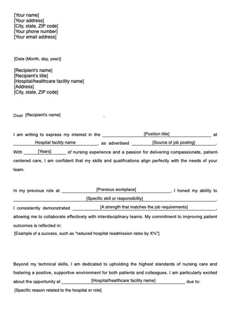 Nursing Cover Letter Template Microsoft Word Free