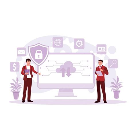 Premium Vector Two Cloud Server Security Employees Access System