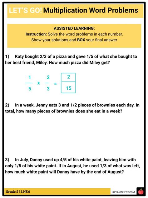 Numbers And Operations Fractions Multiplication Word Problems Ccss 5nf6