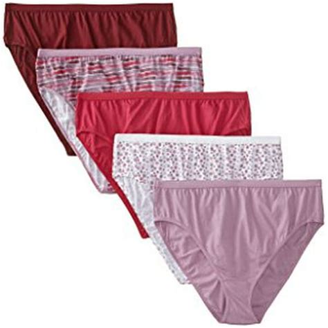 Womens 5 Pack Cotton Hi Cut Assorted Panty