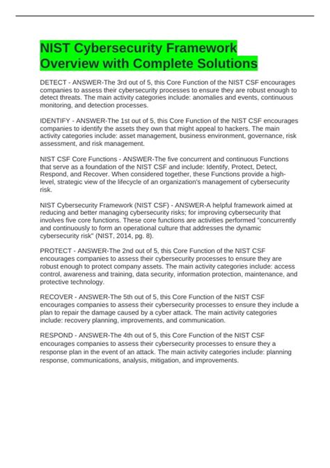 Nist Cybersecurity Framework Overview With Complete Solutions Nist