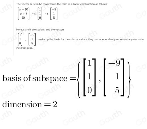 Solved For The Subspace Below A Find A Basis For The Subspace And B State The Dimension