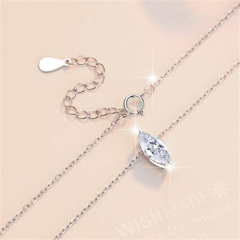 Simple D Color 925 Sterling Silver Marquise Moissanite Necklace Seamido