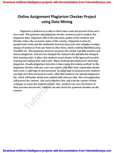 online assignment plagiarism checker project using data mining