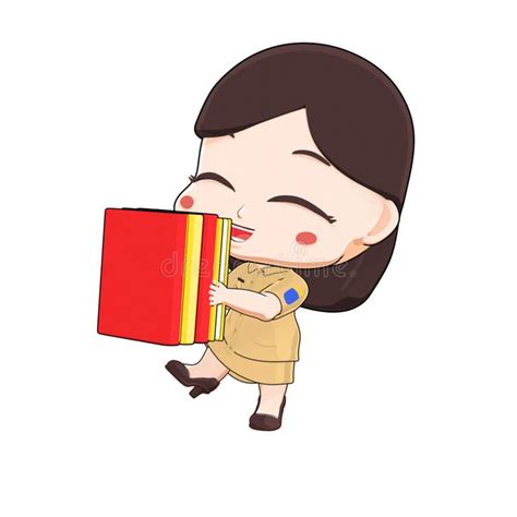 3d Chibi Female Teacher Carrying Colorful Books Stock Image