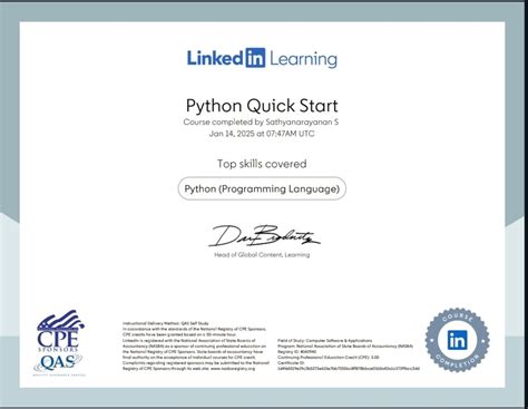 Python Programming Certificate Linkedinlearning Continuouslearning