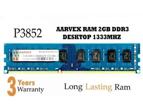 DDR SDRAM AARVEX LAPTOP RAM 2GB DDR3 1333 MHZ Single Channel At Rs 350 Piece In Indore