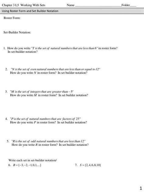 PPT Using Roster Form And Set Builder Notation PowerPoint Presentation ID