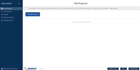 setting up your account and workspace — maap docs documentation
