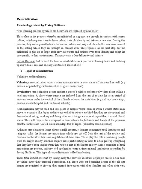 Resocialization Pdf Psychology Psychological Concepts Resocialization Pdf Psychology Psychological Concepts