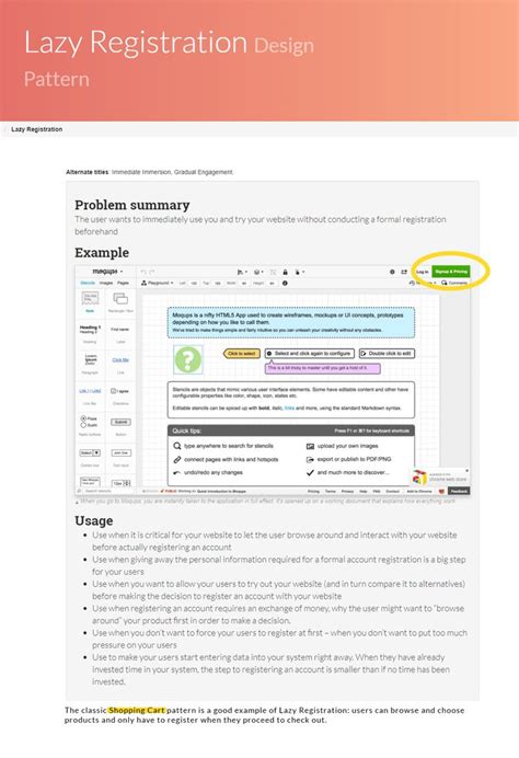 The Lazy Registration Pattern Allow Users To Use Your System And Take