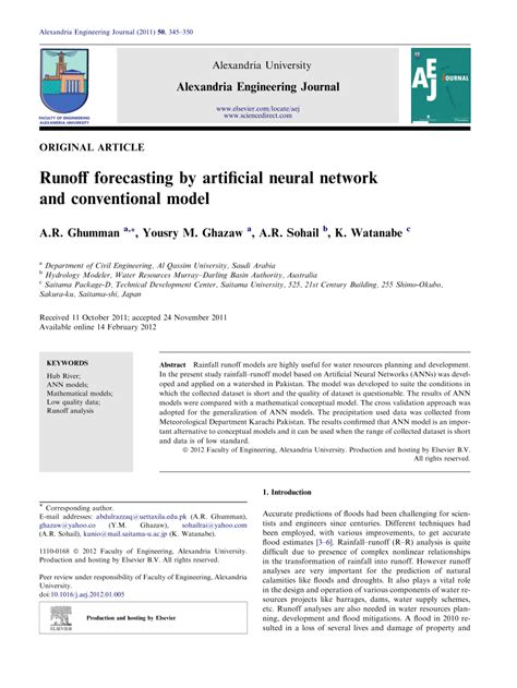 pdf runoff forecasting by artificial neural network and conventional
