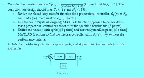 Solved 2 Consider The Transfer Function Gs Figure 1 And Hs1the