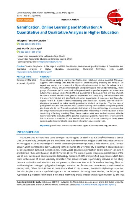 Pdf Gamification Online Learning And Motivation A Quantitative And Qualitative Analysis In